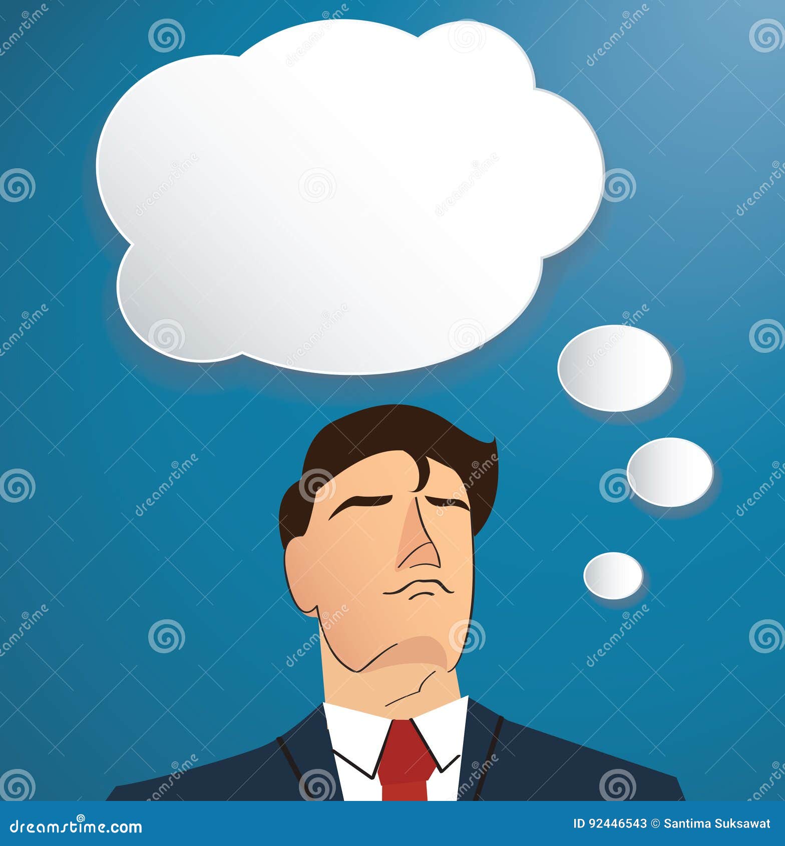 Portrait of Businessman Thinking with Cloud Chat Box Background Stock ...