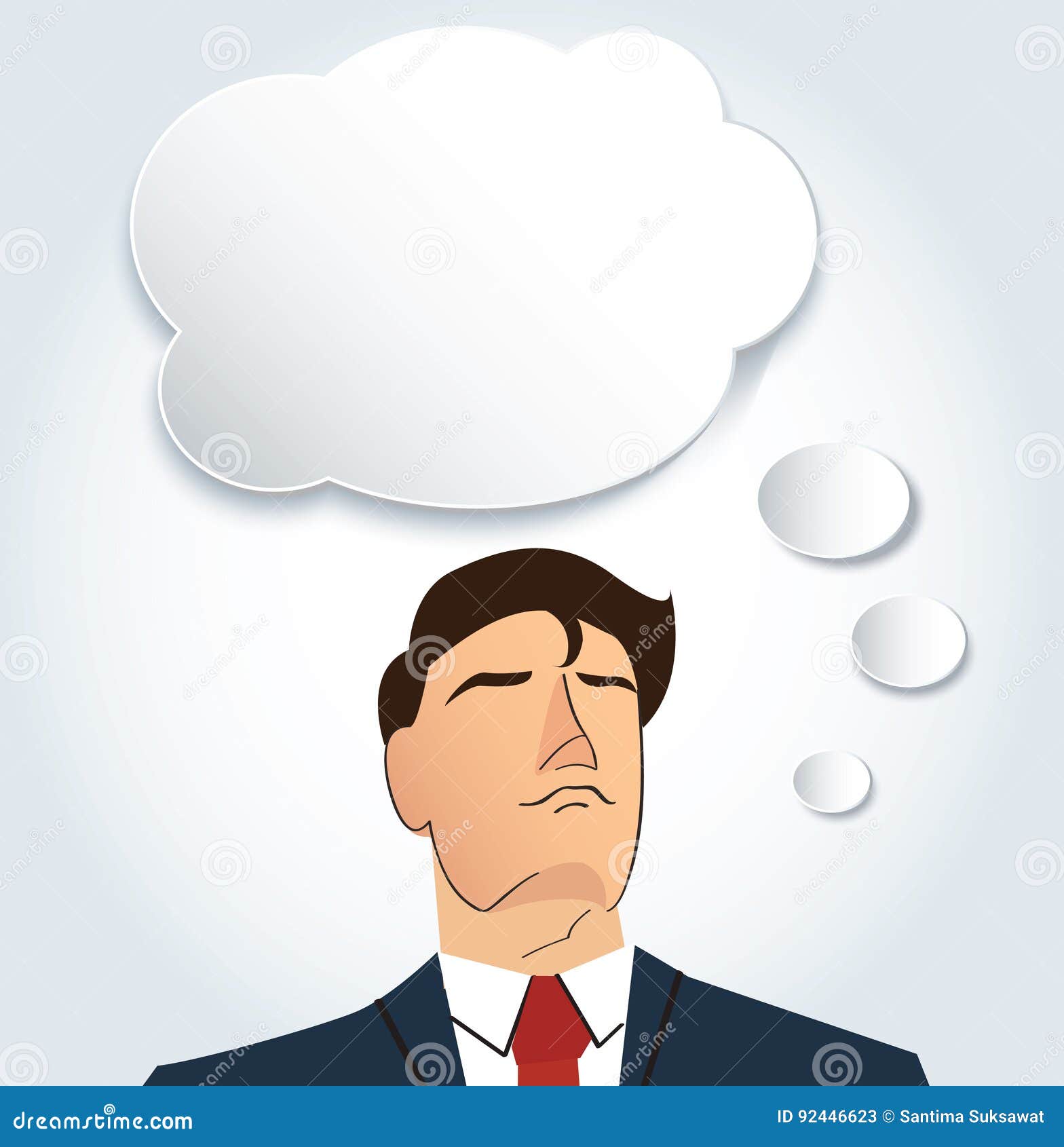 Portrait of Businessman Thinking with Cloud Chat Box Background Stock ...