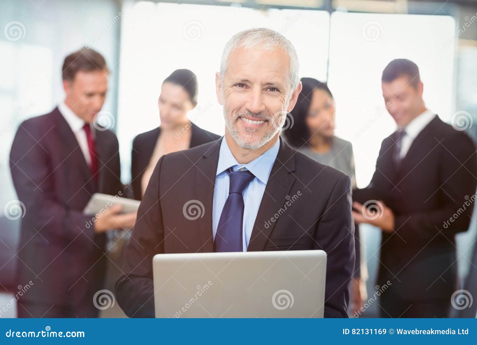 Portrait of Businessman Using Laptop Stock Image - Image of ...