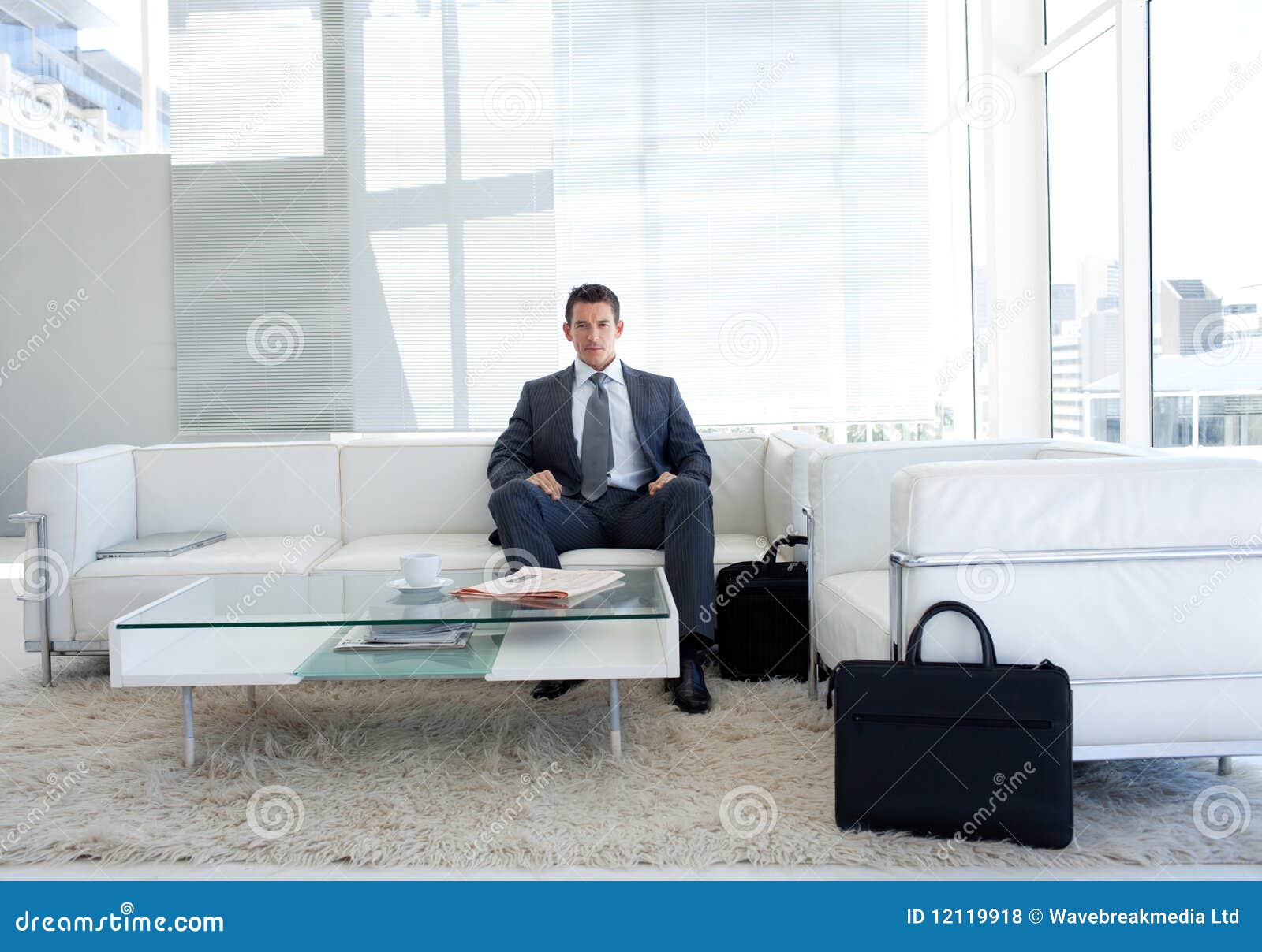 Portrait of a Businessman in a Waiting Room Stock Photo - Image of ...