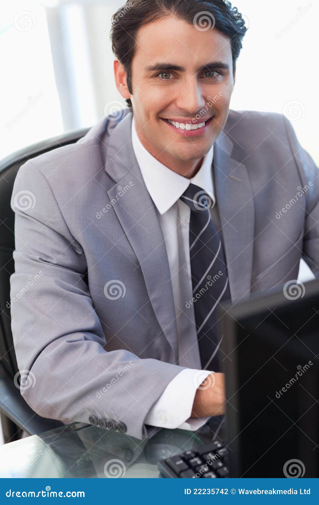 Portrait of a Businessman Working with a Computer Stock Photo - Image ...
