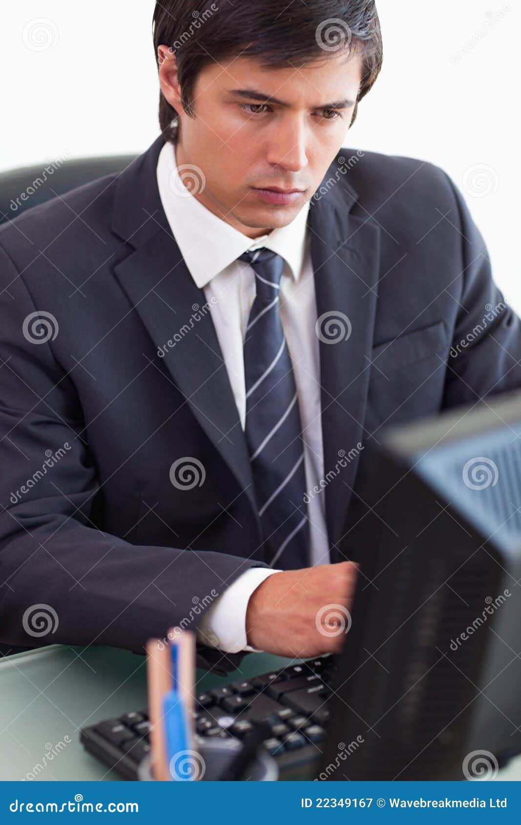 Portrait of a Businessman Working with a Computer Stock Image - Image ...