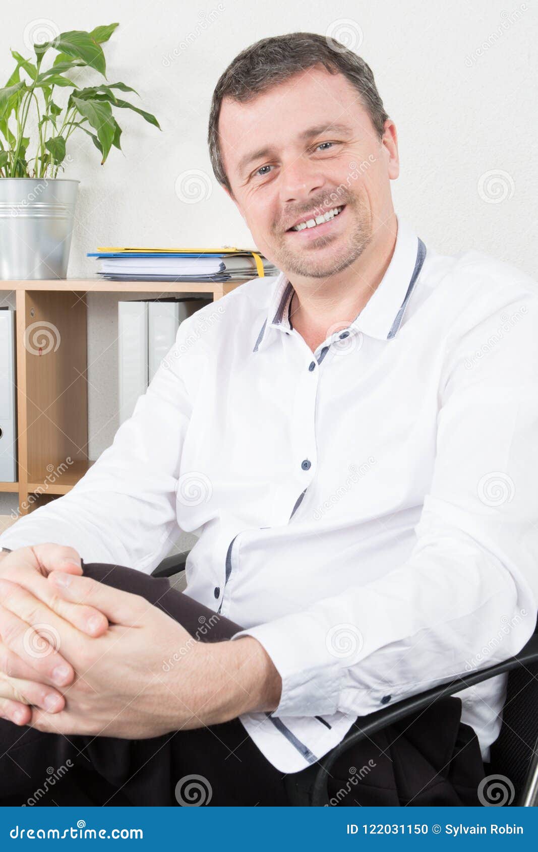 Portrait of Businessman Working Stock Photo - Image of positive, casual ...
