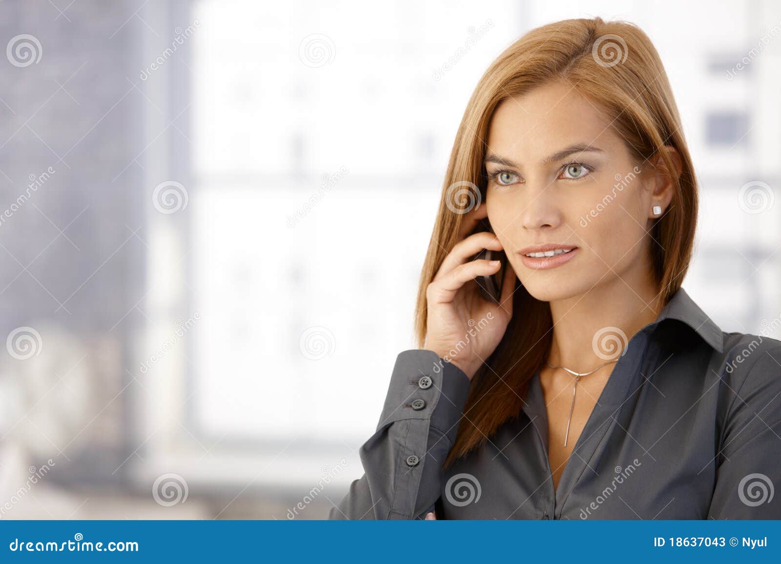 Portrait of Businesswoman on Call Stock Image - Image of female, color ...