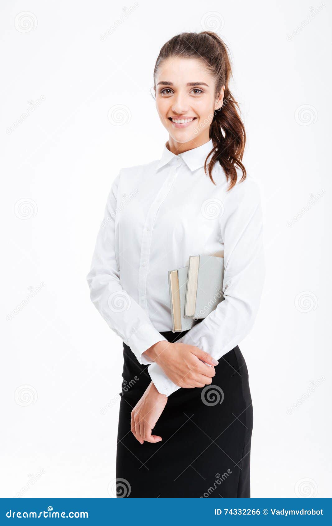 Portrait of a Businesswoman Holding Books Isolated Stock Photo - Image ... Portrait of a Businesswoman Holding Books Isolated Stock Photo - Image ...