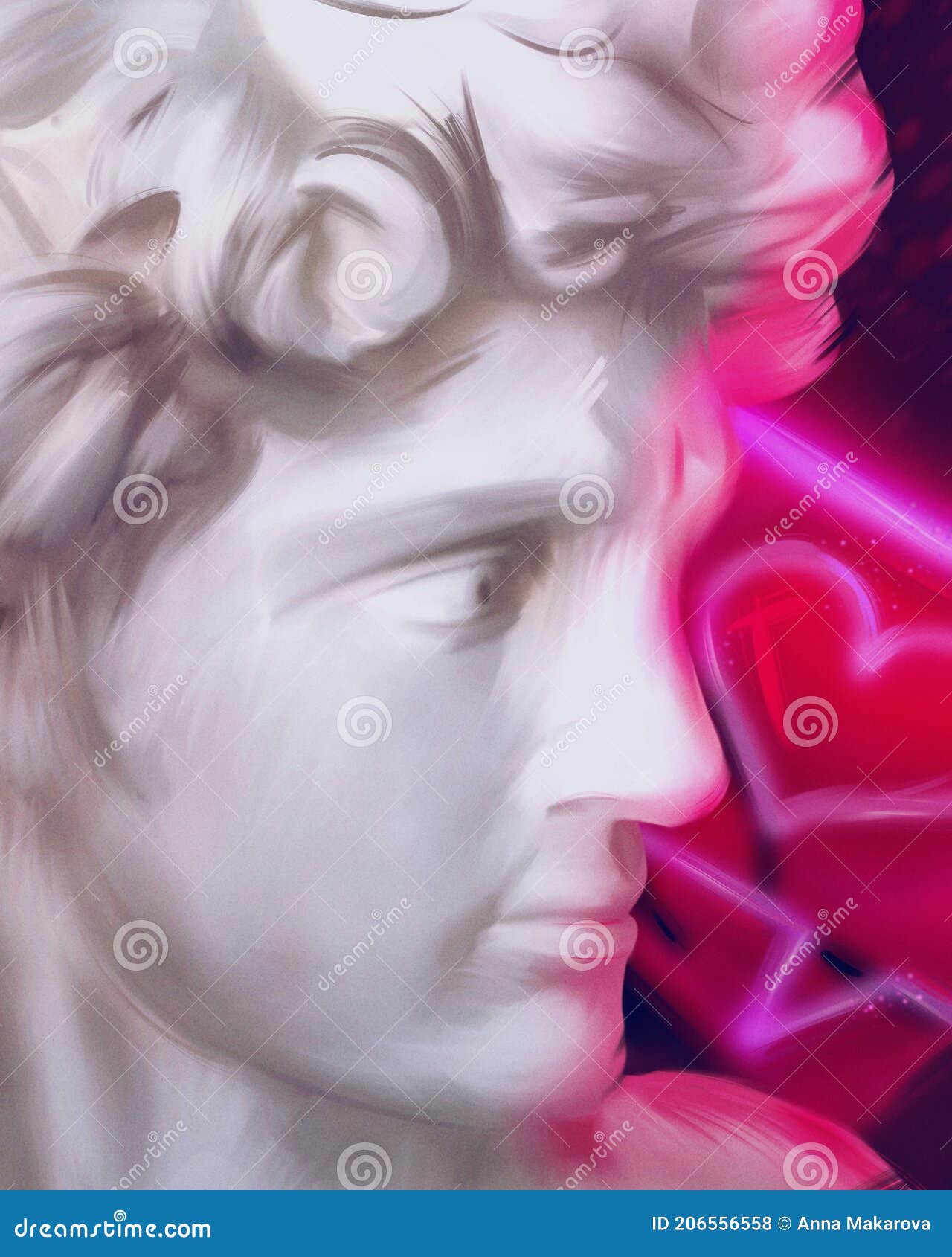 Portrait Bust of David with Like Heart Illustration Stock Illustration ...