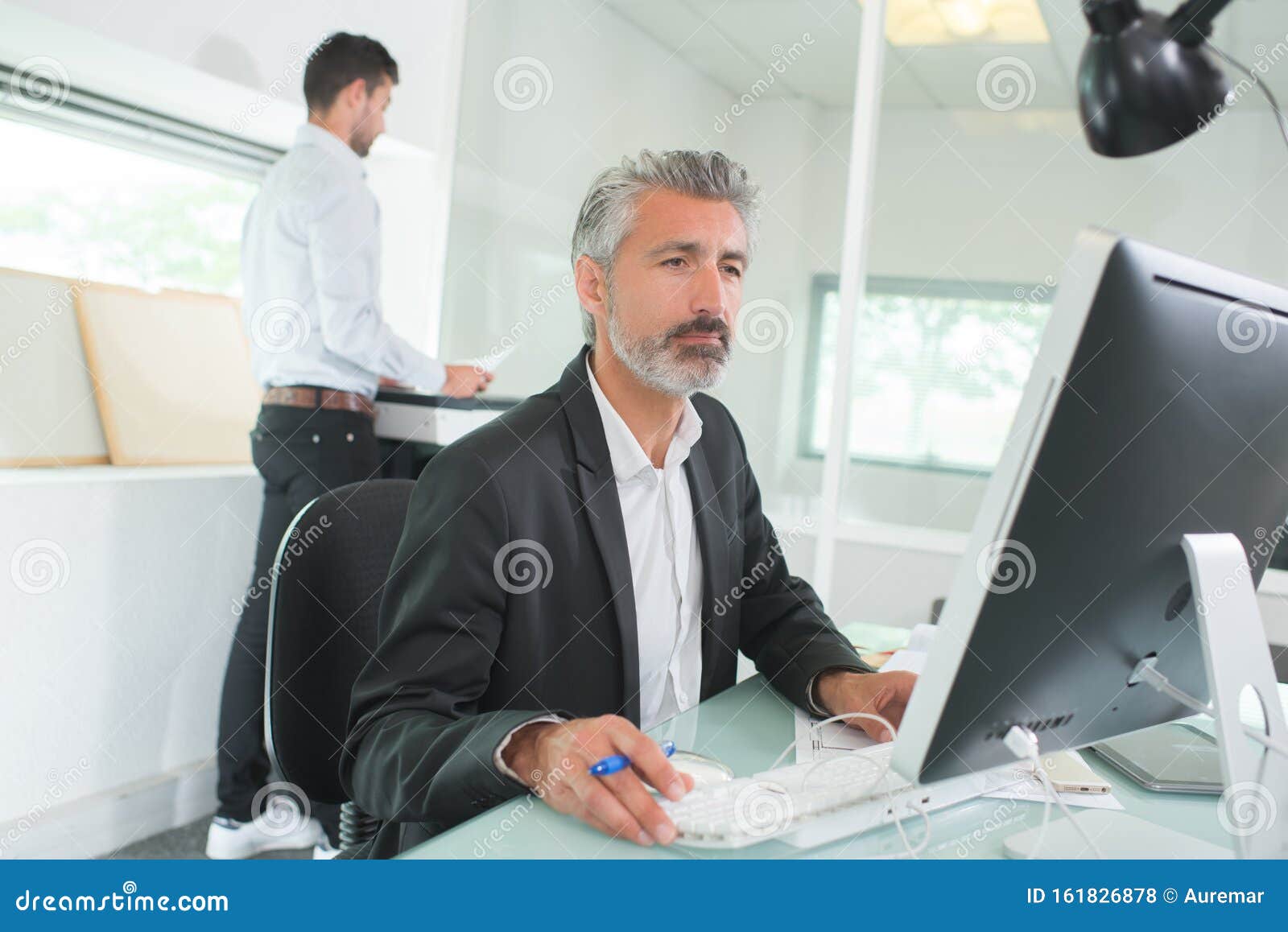 Portrait busy office stock photo. Image of establishment - 161826878