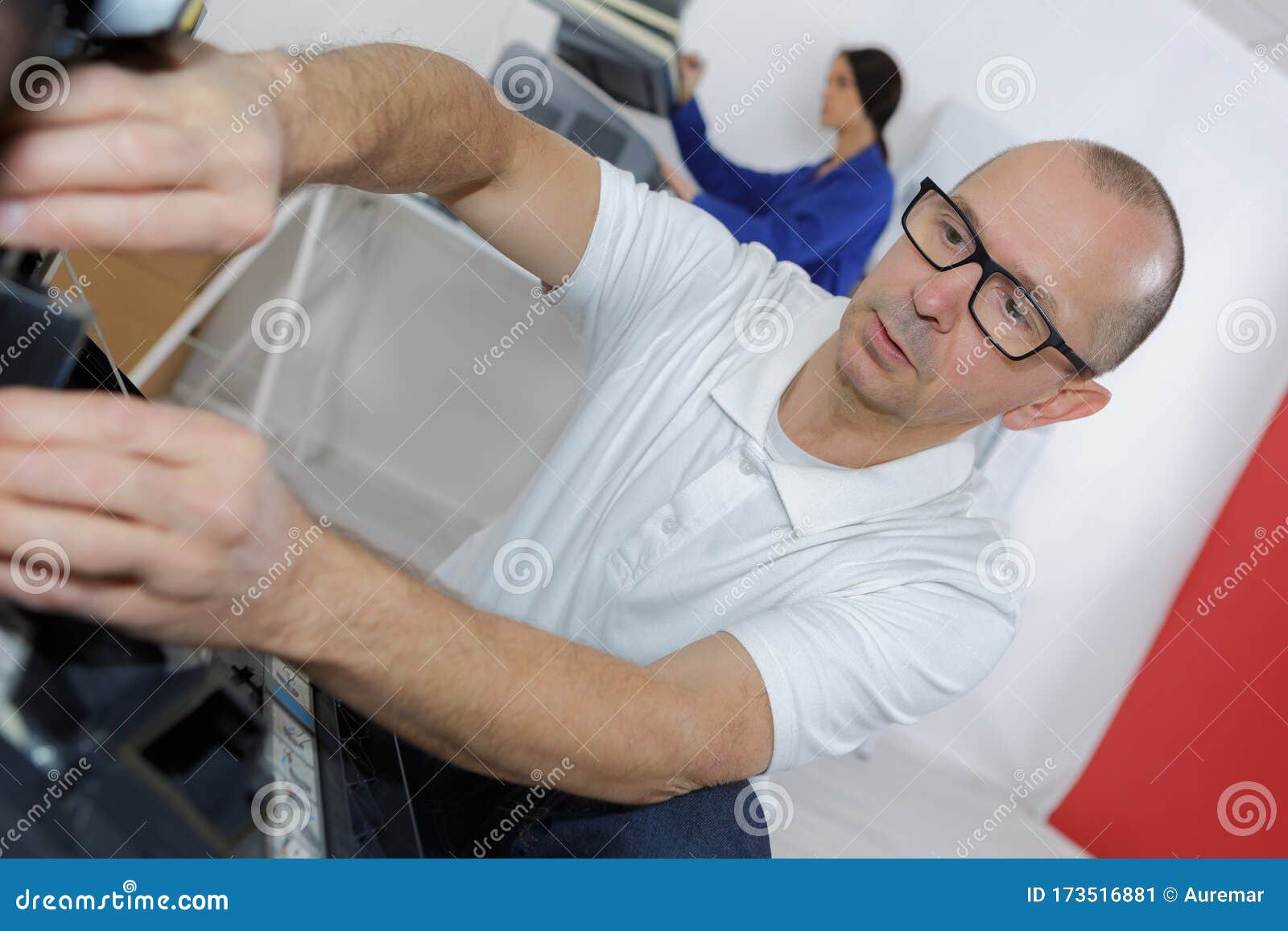 Portrait busy technician stock image. Image of vocation - 173516881