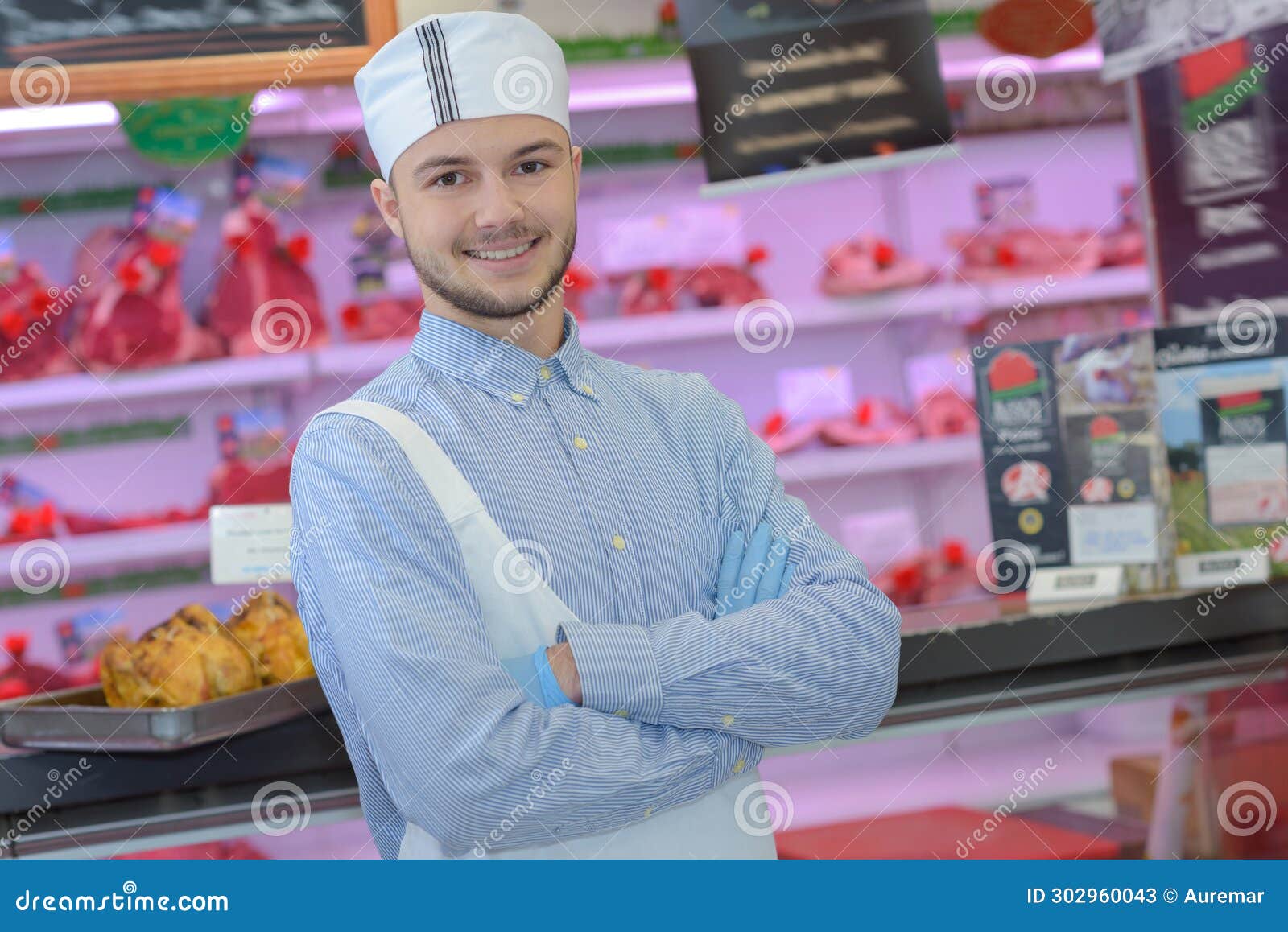 Portrait Butcher at Meat Stall Stock Image - Image of businesst ...