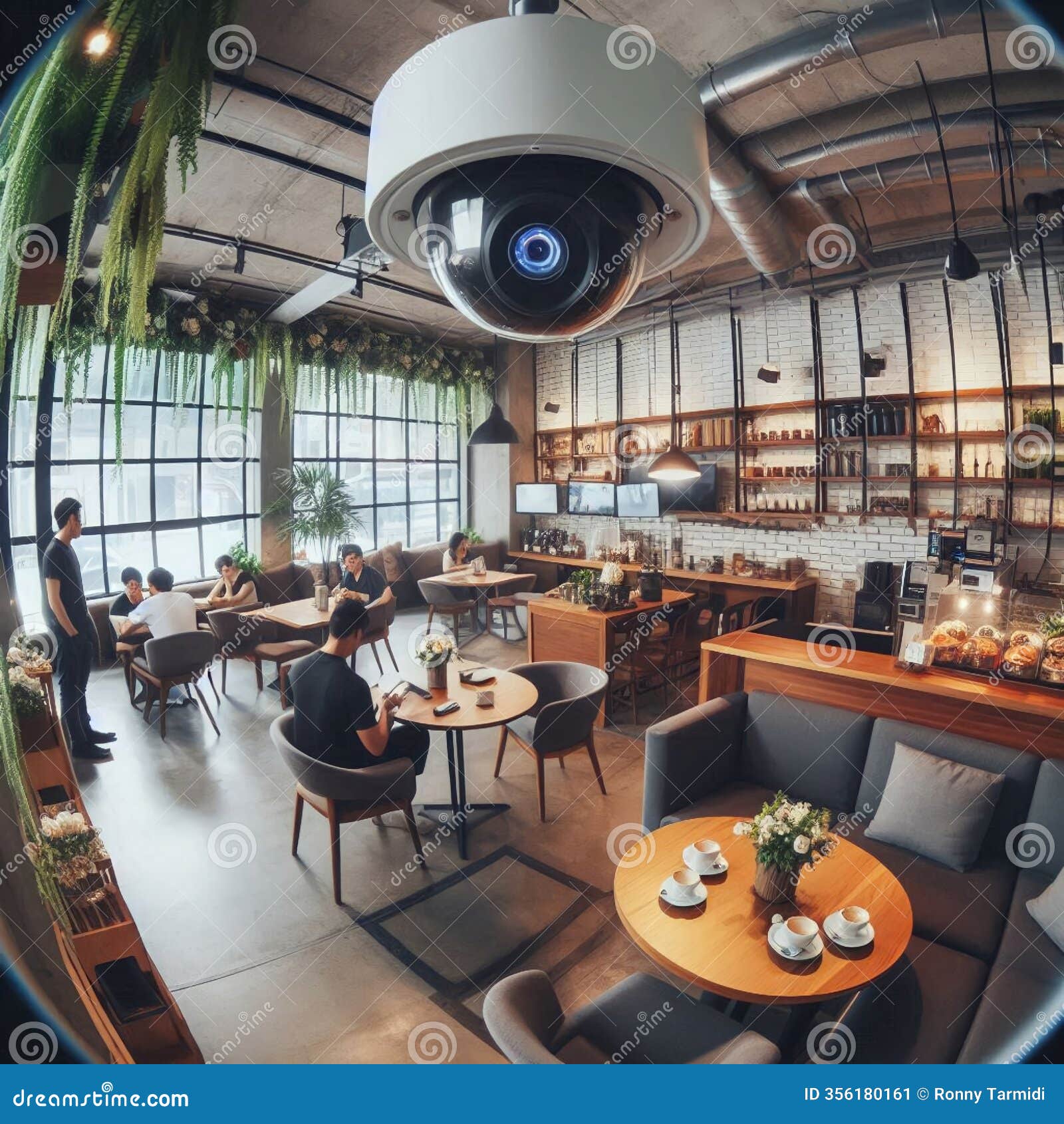 Portrait of the Cafe View from CCTV Stock Illustration - Illustration ...