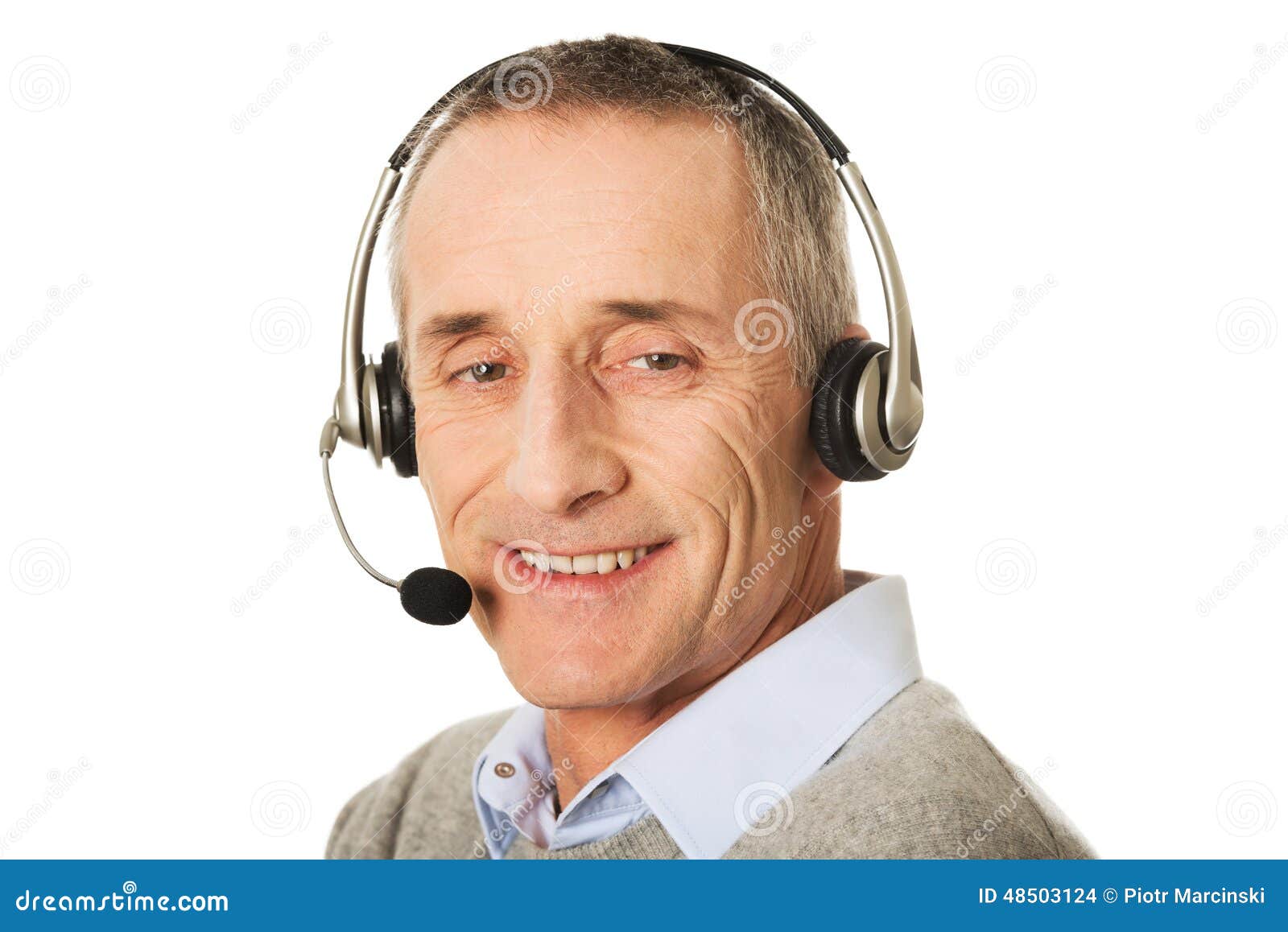 Portrait of Call Center Man Wearing a Headset Stock Photo - Image of ...