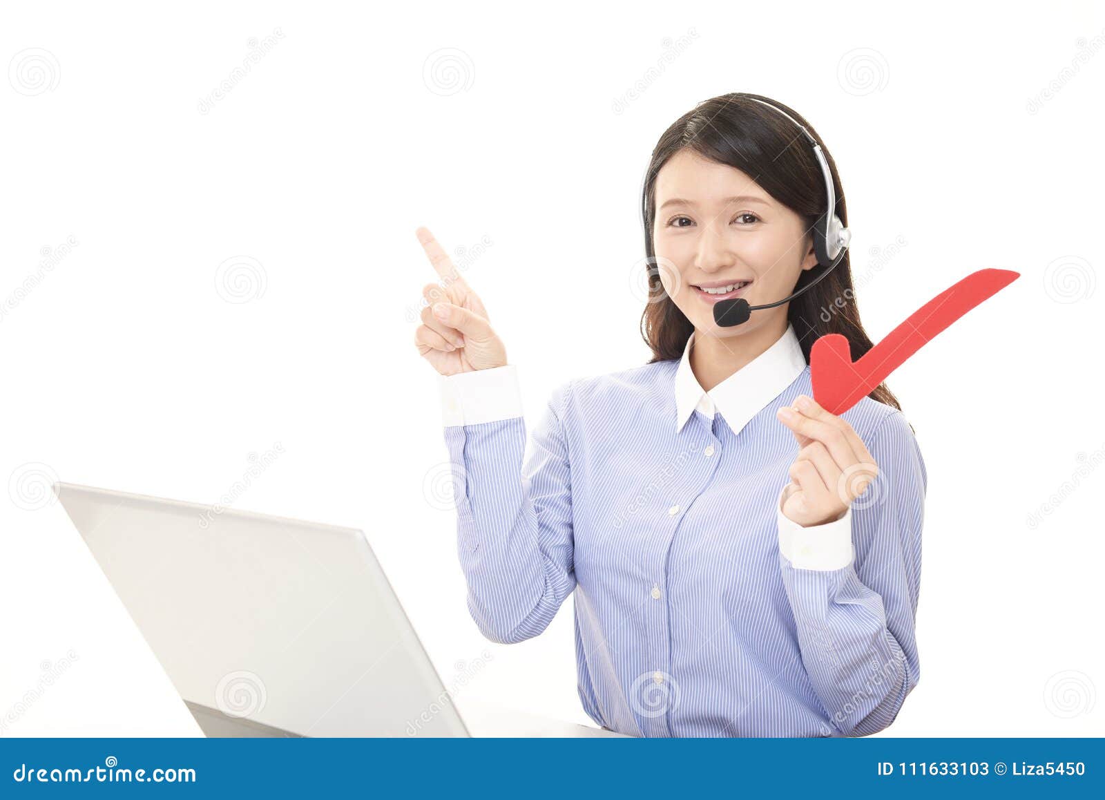 Call Center Operator with a Check Mark Stock Image - Image of healthy ...