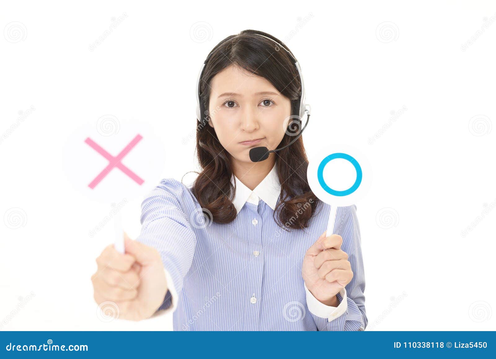 Call Center Operator with a Yes or No Sign Stock Photo - Image of ...
