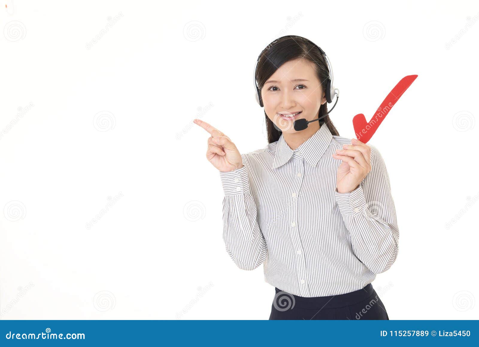 Operator with a check mark stock image. Image of assistance - 115257889