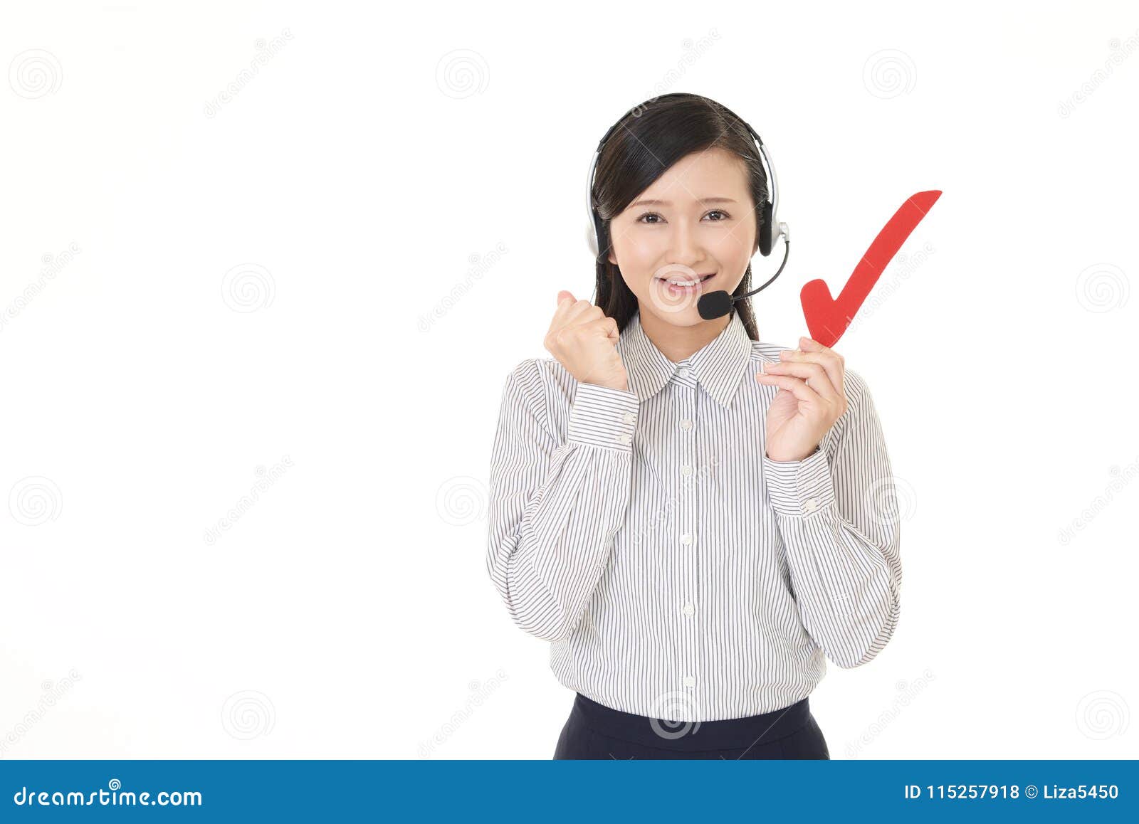 Operator with a check mark stock photo. Image of company - 115257918