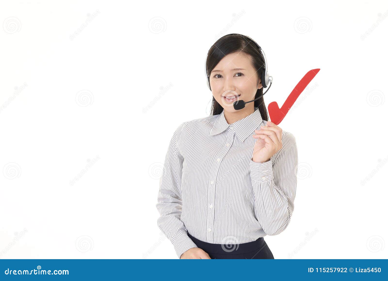 Operator with a check mark stock photo. Image of examine - 115257922