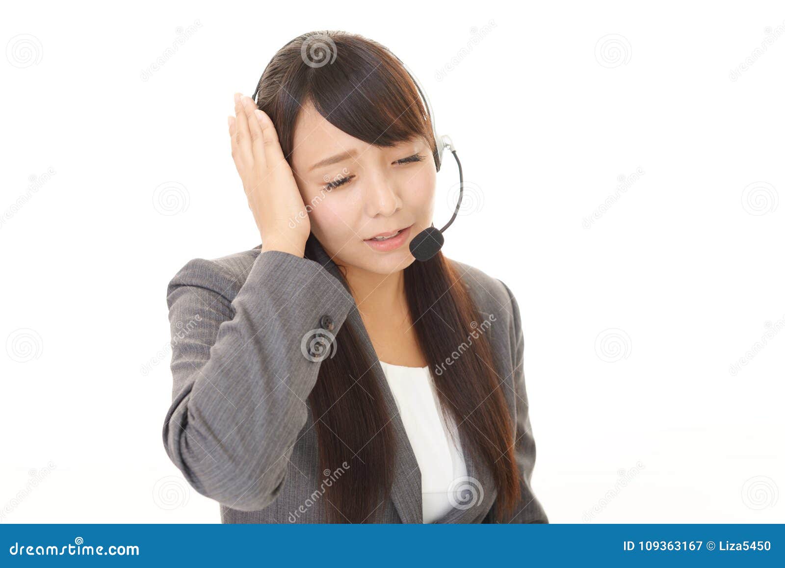 Tired call center operator stock image. Image of attractive - 109363167