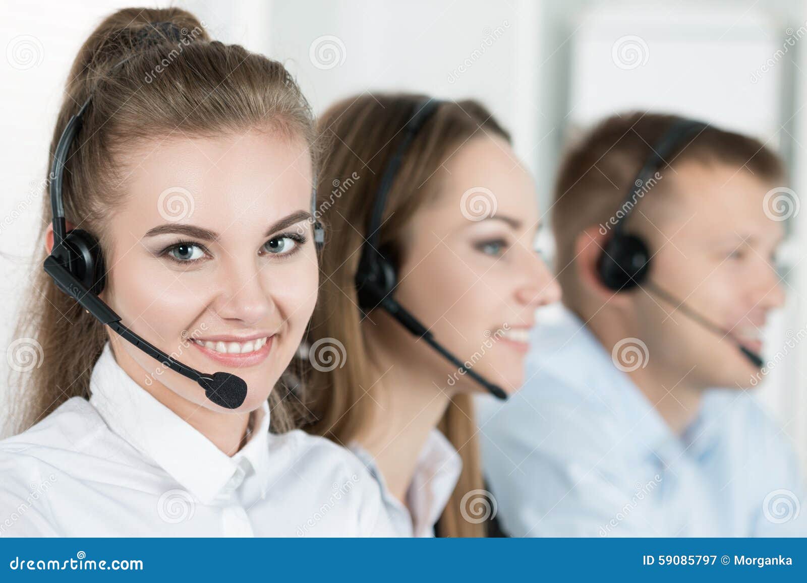 Portrait of Call Center Worker Accompanied by Her Team Stock Image ...