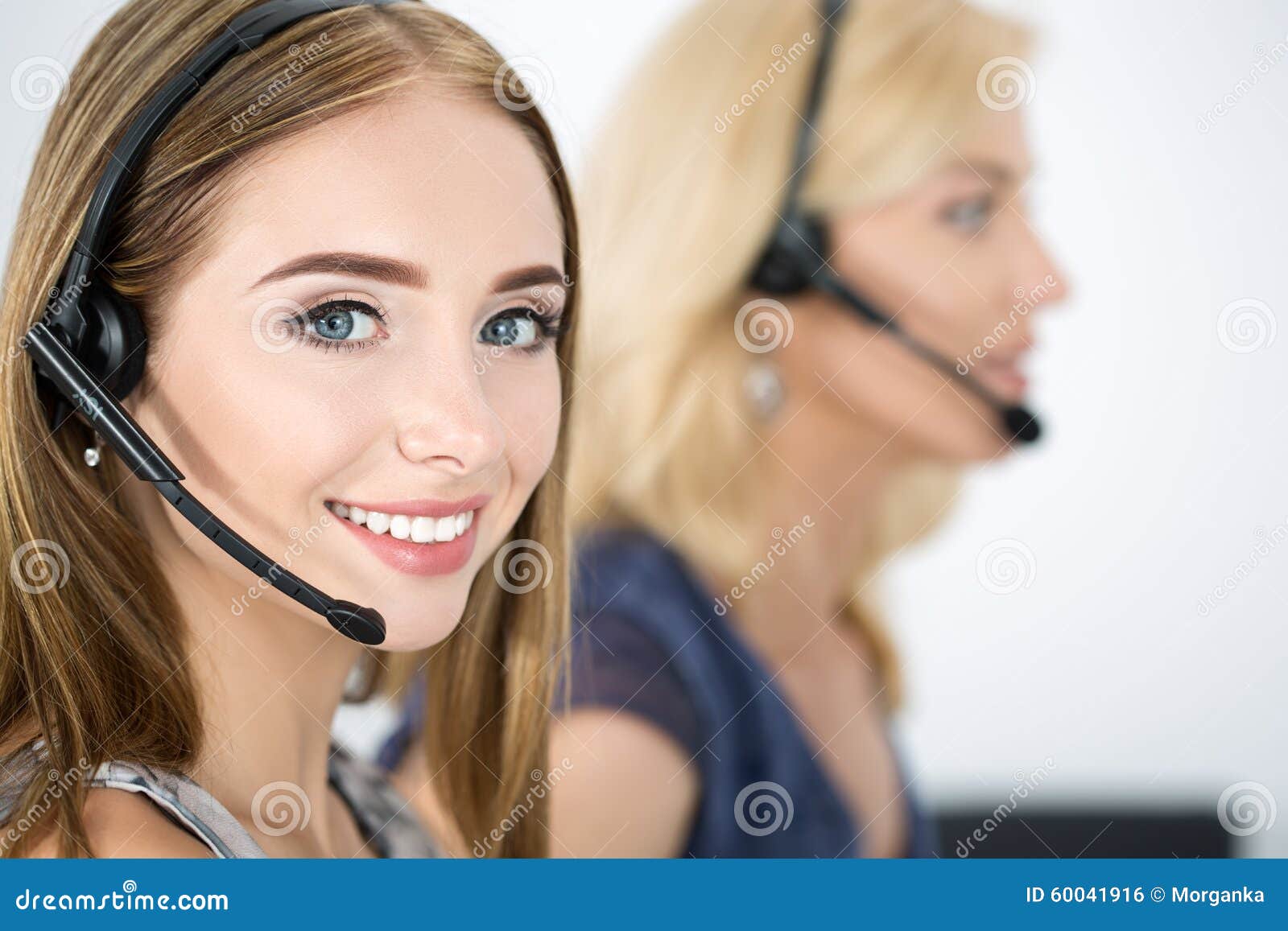 Portrait of Call Center Worker Stock Photo - Image of businesswoman ...