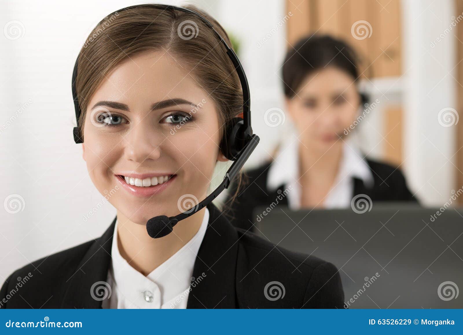 Portrait of Call Center Worker Accompanied by Her Team Stock Image ...