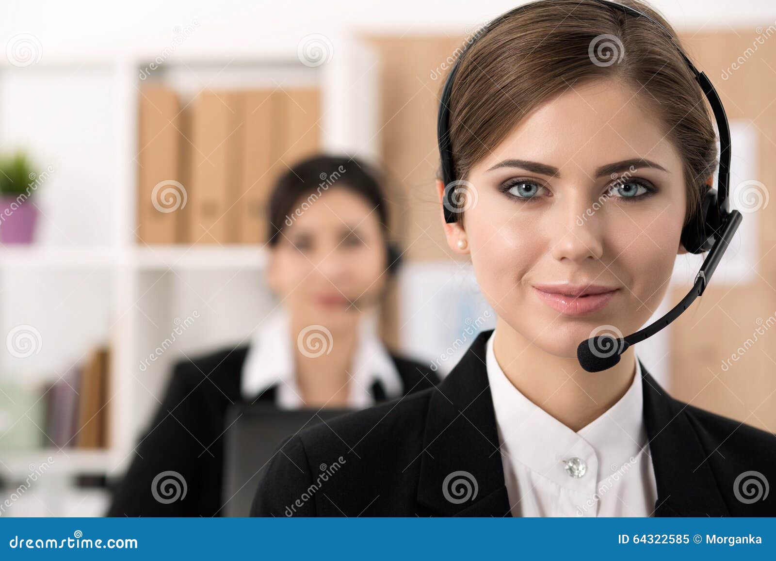 Portrait of Call Center Worker Stock Image - Image of happy, attractive ...