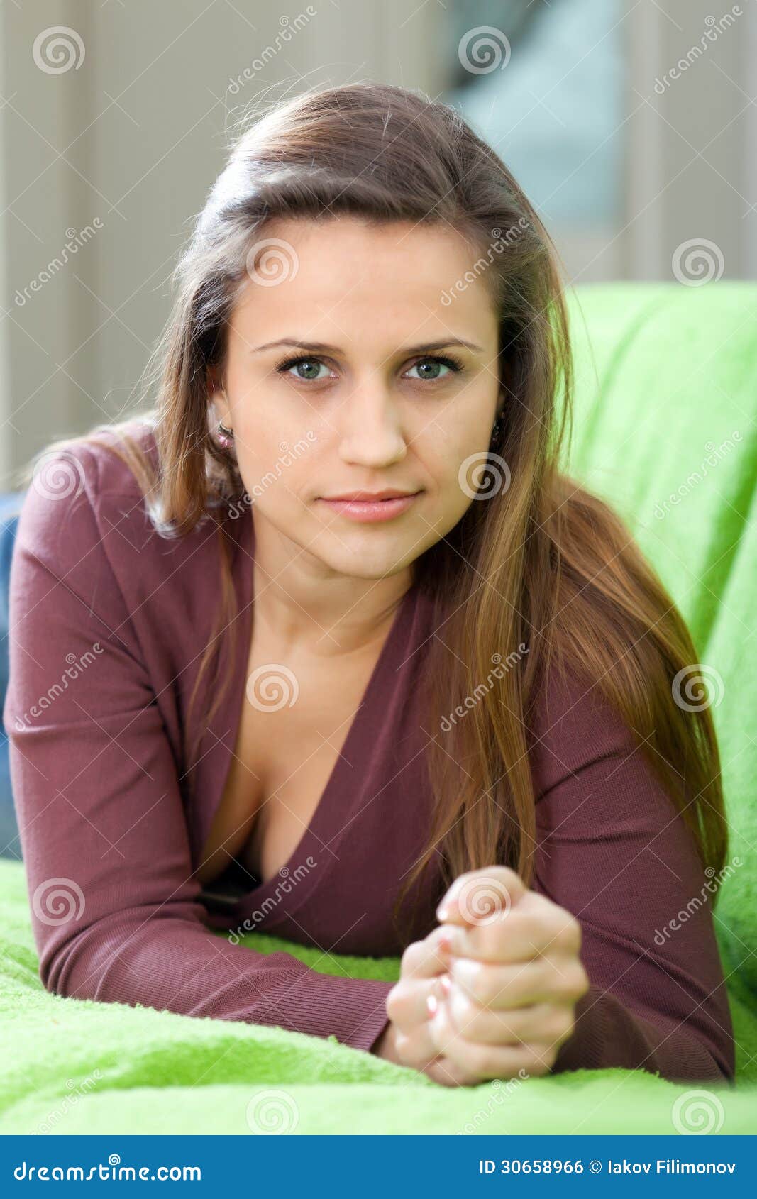 Portrait of Calm Girl in Home Stock Photo - Image of long, glamour ...