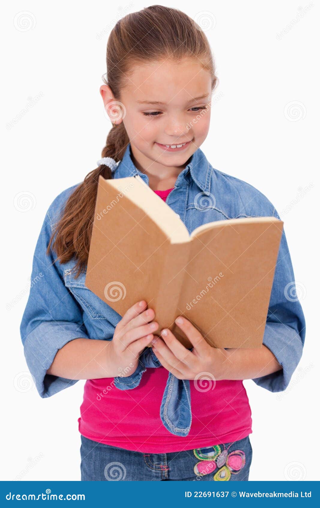 Portrait Of A Calm Girl Reading A Book Stock Image - Image of adorable ...