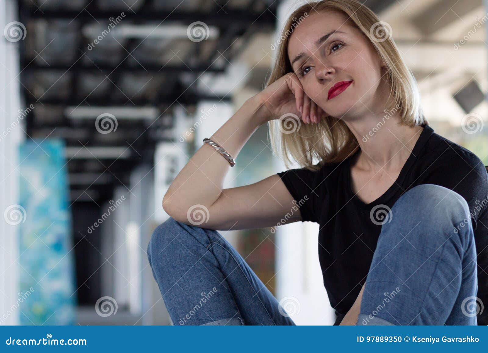 Portrait of a Calm Woman with a Smirk Stock Photo - Image of copy ...
