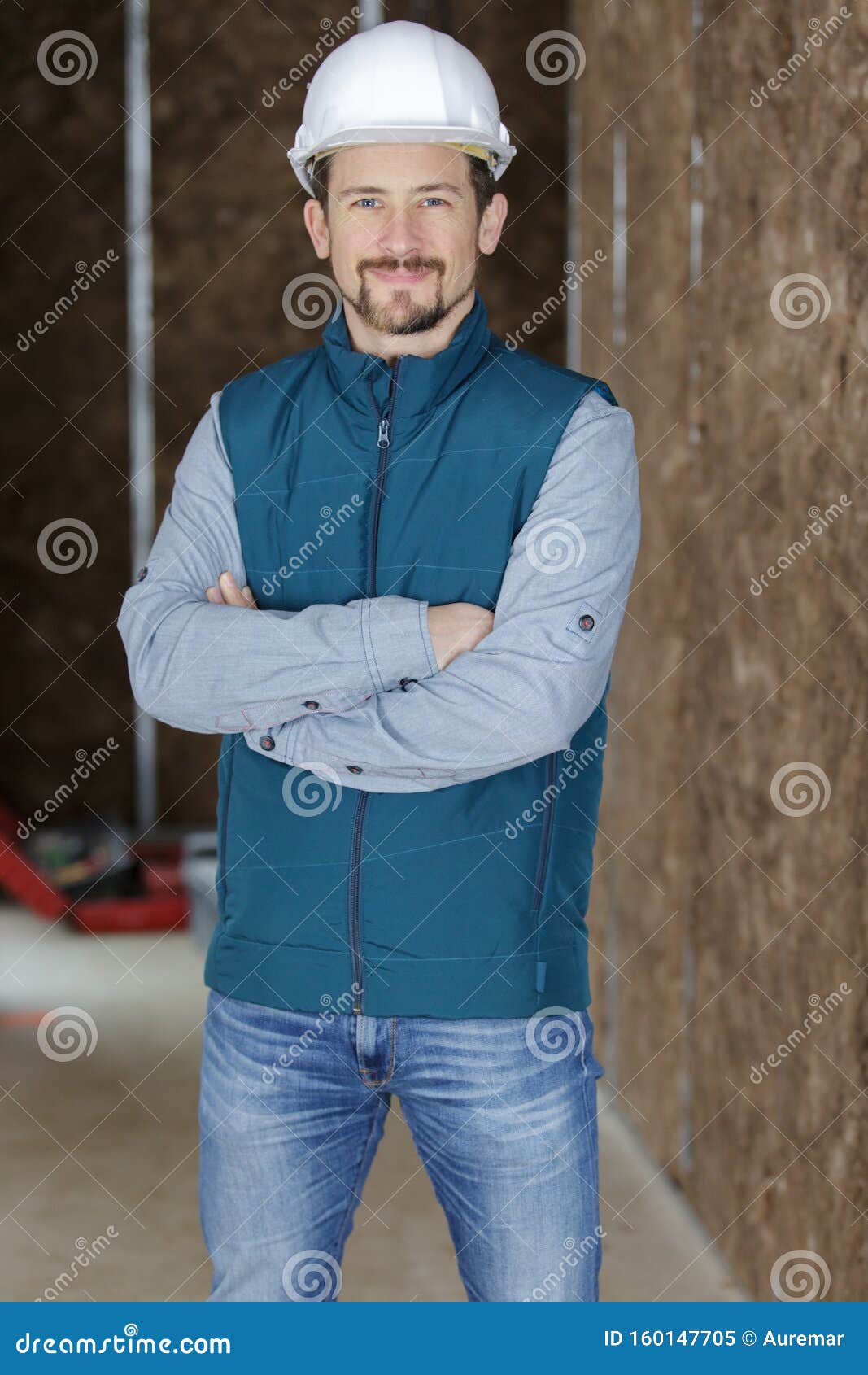 Portrait Candid Male Builder Stock Image - Image of looking, manager ...