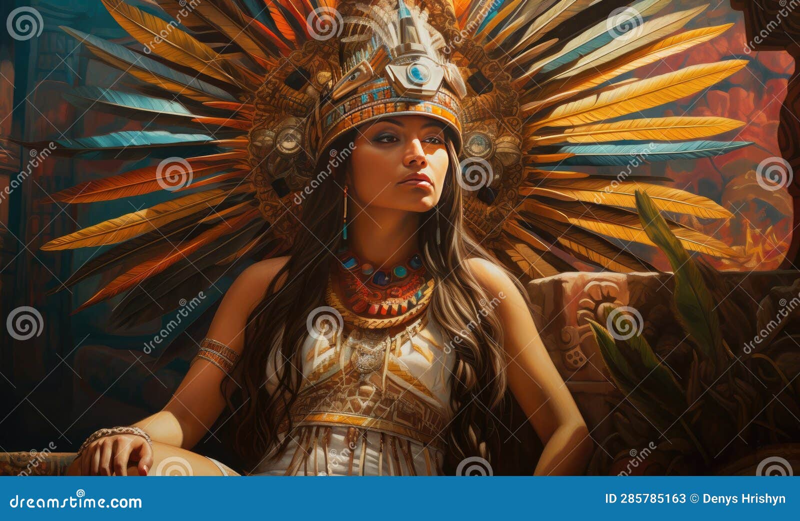 The Portrait Captures the Regal Essence of an Aztec Queen Stock ...