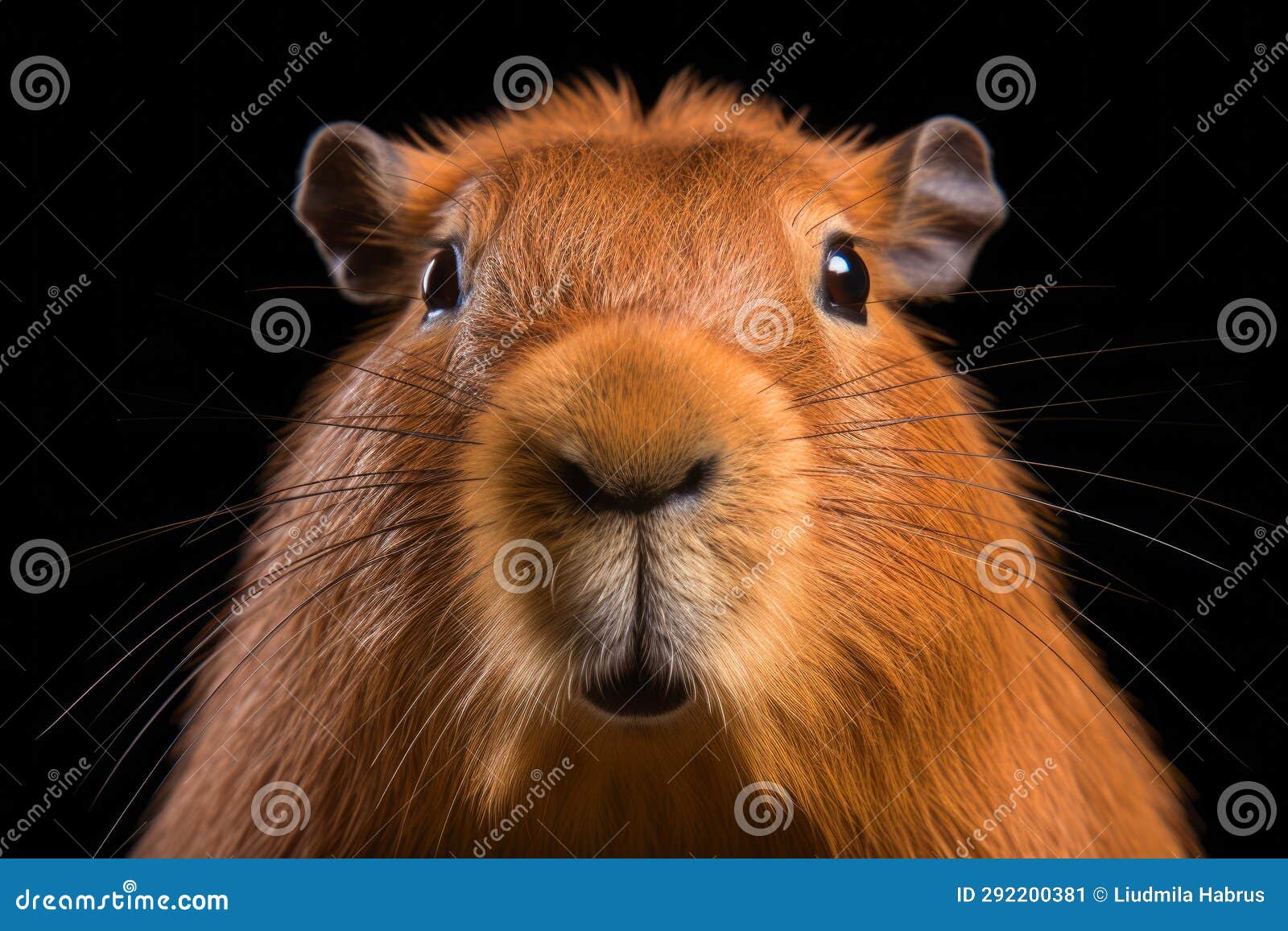 Portrait of a Capybara on a Black Background Stock Illustration ...