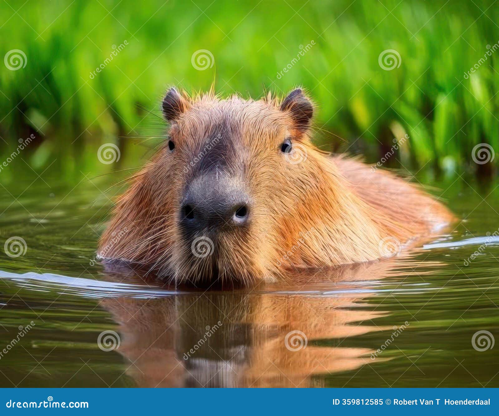 Portrait of a Capybara Swimming Stock Illustration - Illustration of ...