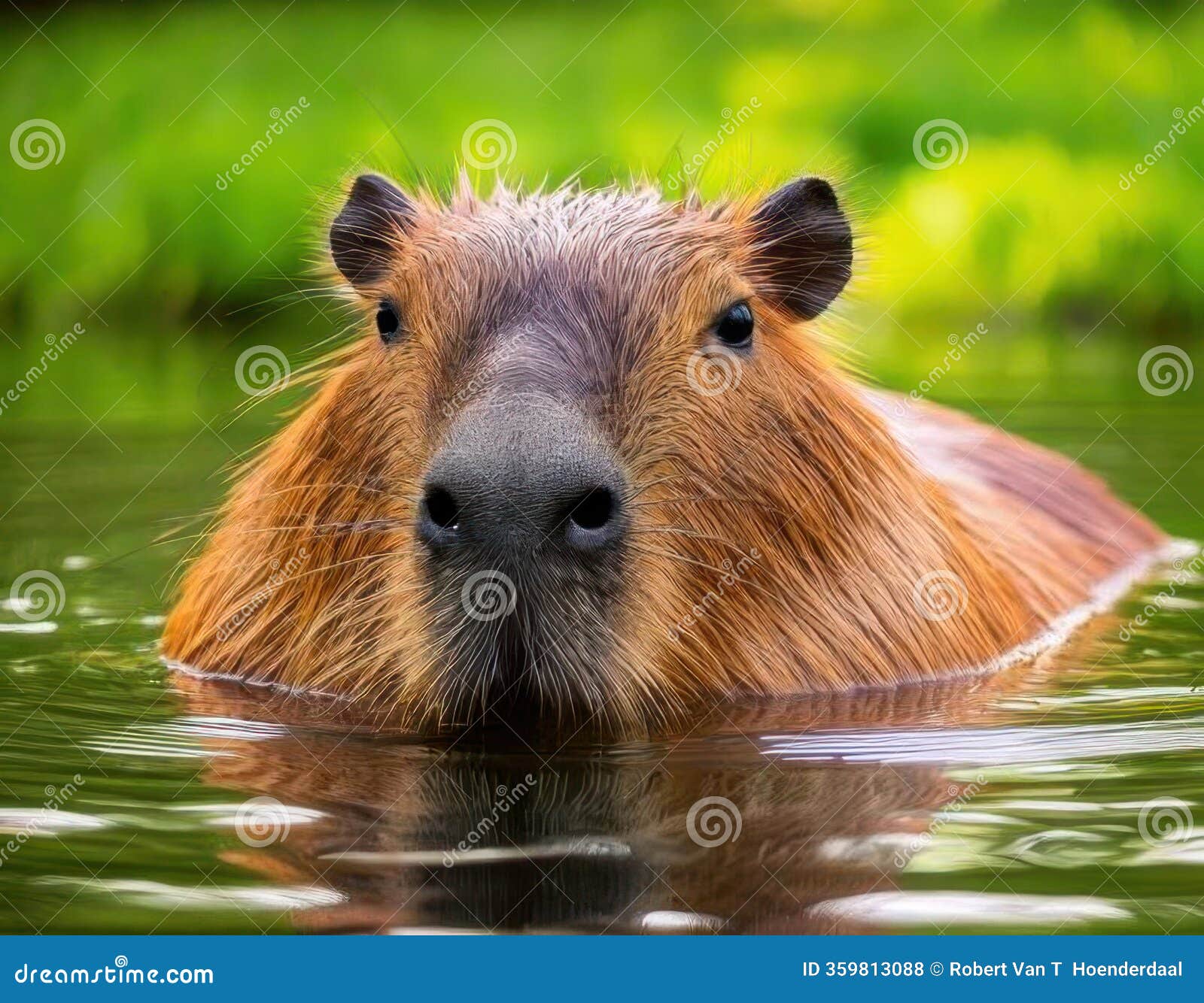 Portrait of a Capybara Swimming Stock Illustration - Illustration of ...
