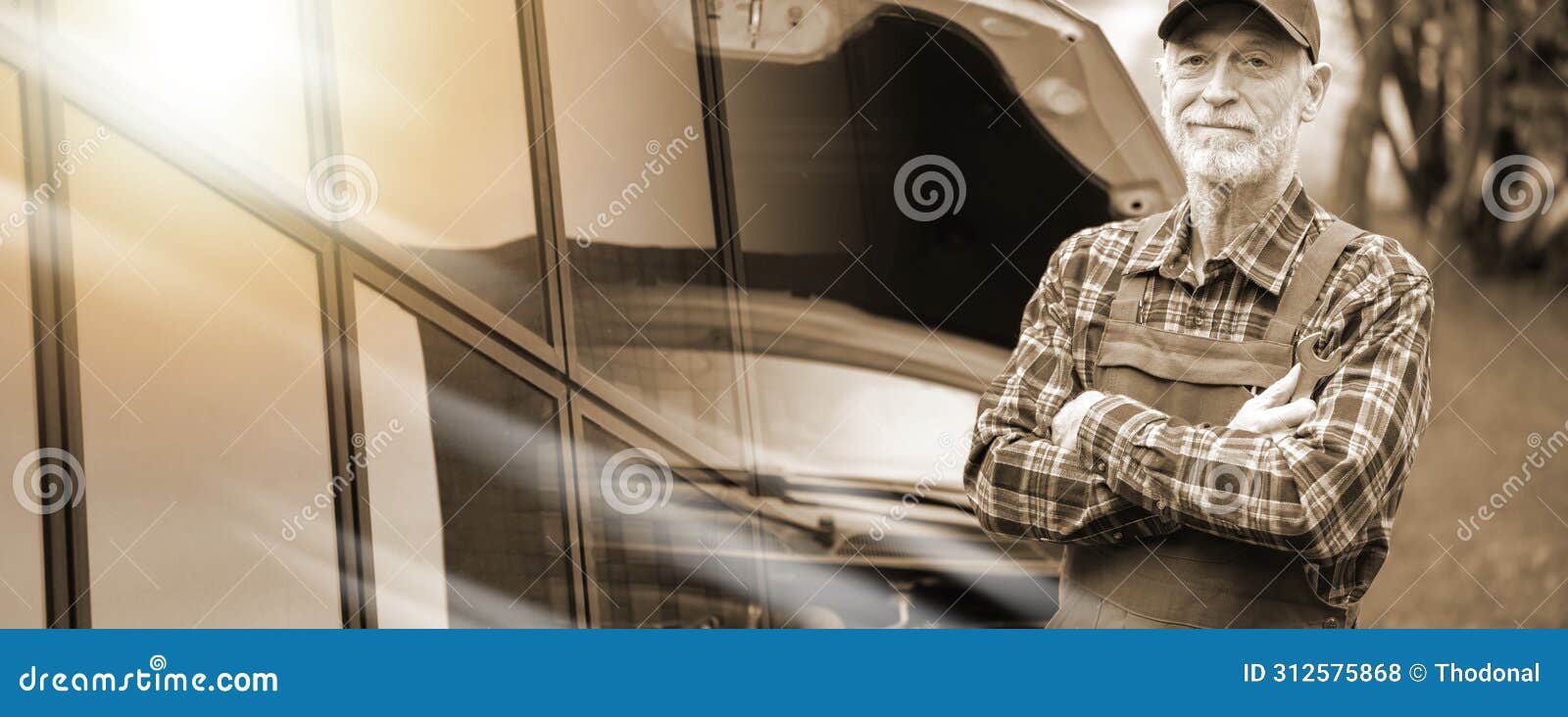 Portrait of Car Mechanic with Arm Crossed Multiple Exposure Stock Photo ...