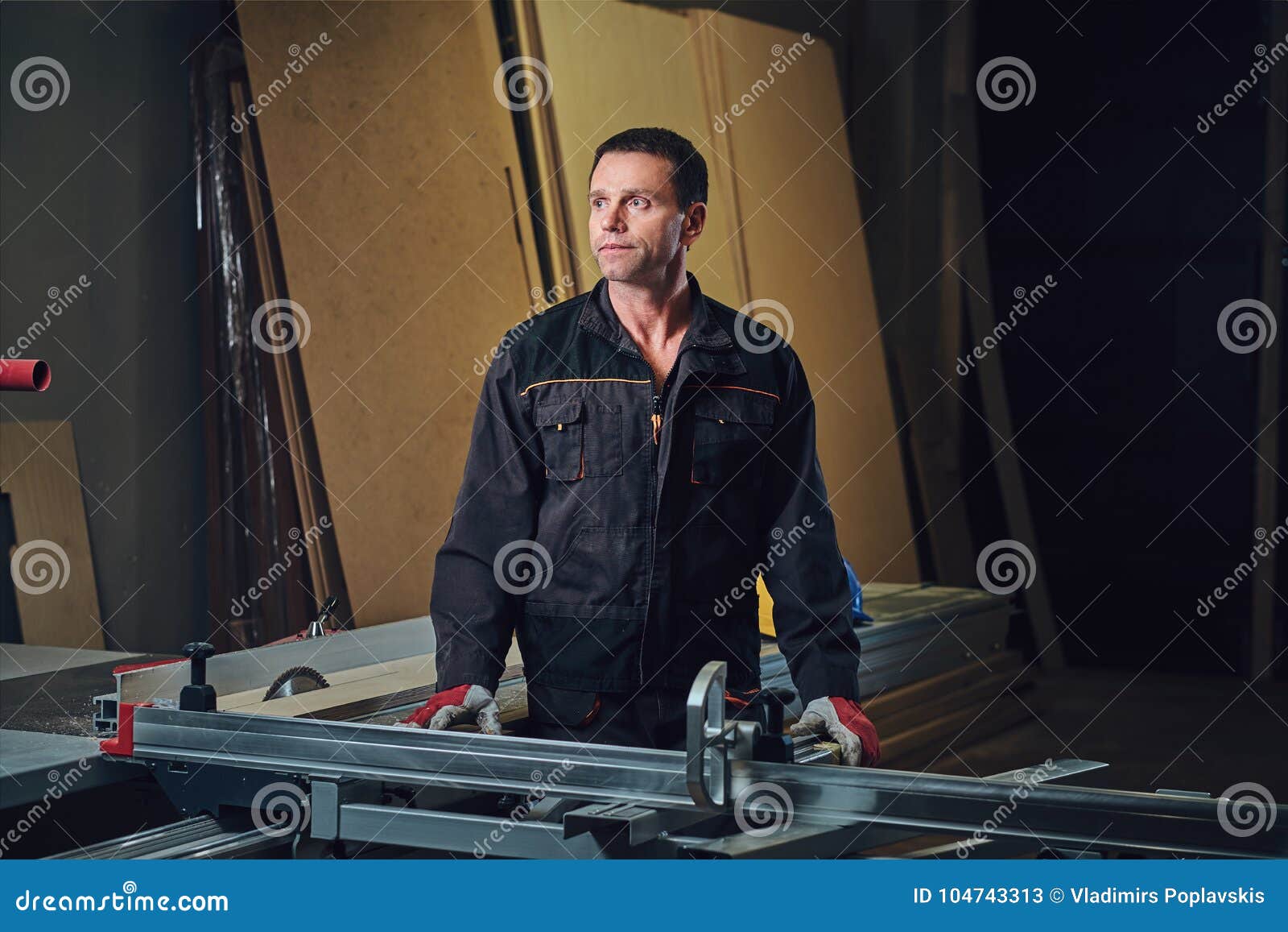 Portrait of a carpenter. stock image. Image of improvement - 104743313