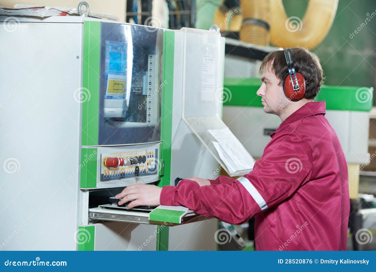 Portrait of Carpentry Worker with CNC Machine Stock Photo - Image of ...