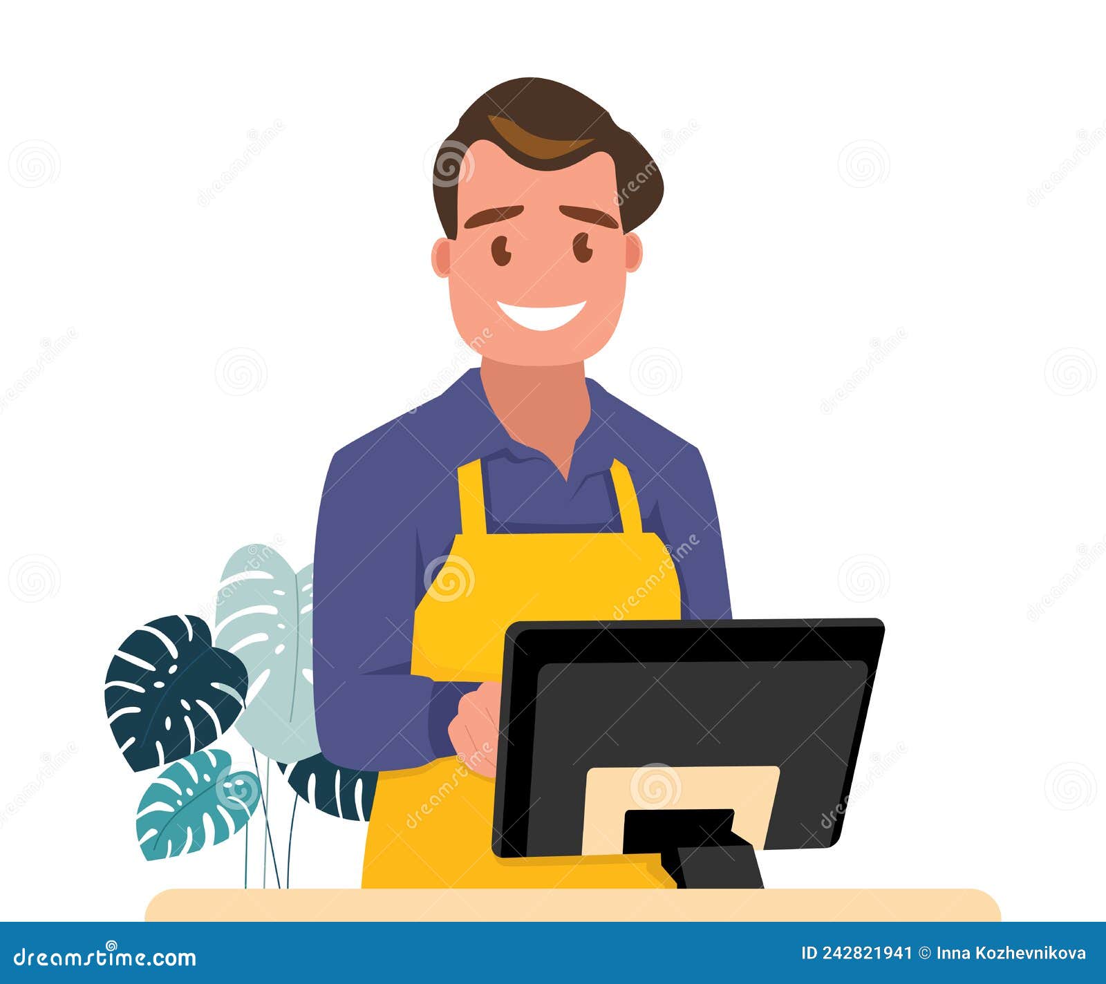 Portrait of the Cashier Character, Flat Design Concept. Vector ...