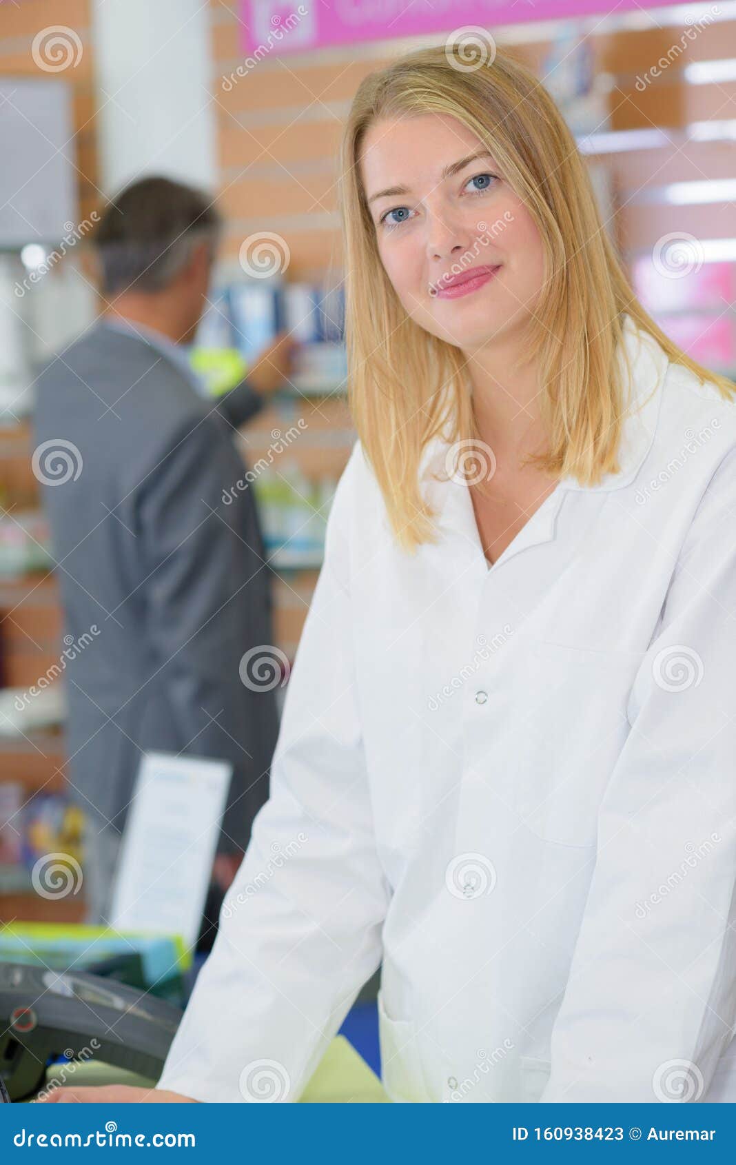 Portrait cashier posing stock image. Image of card, look - 160938423