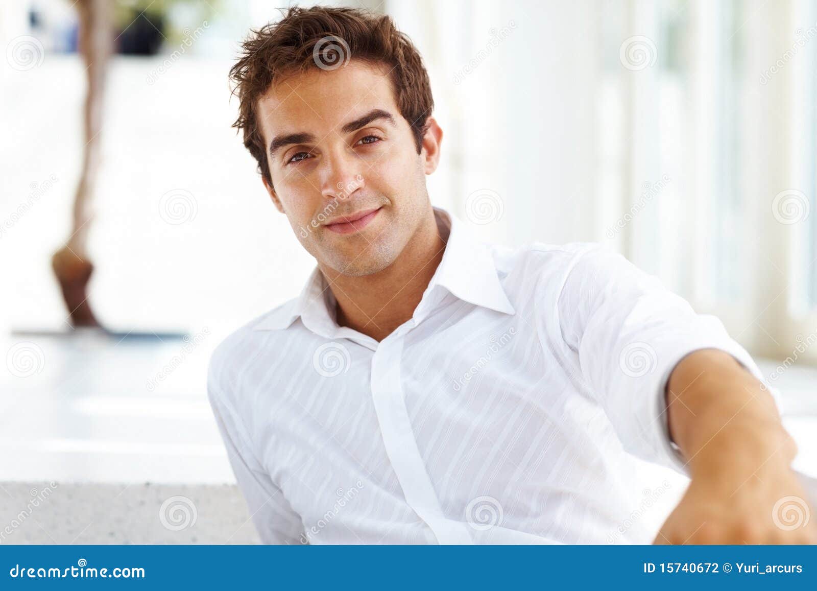 Portrait of a Casual Young Satisfied Man Stock Photo - Image of light ...