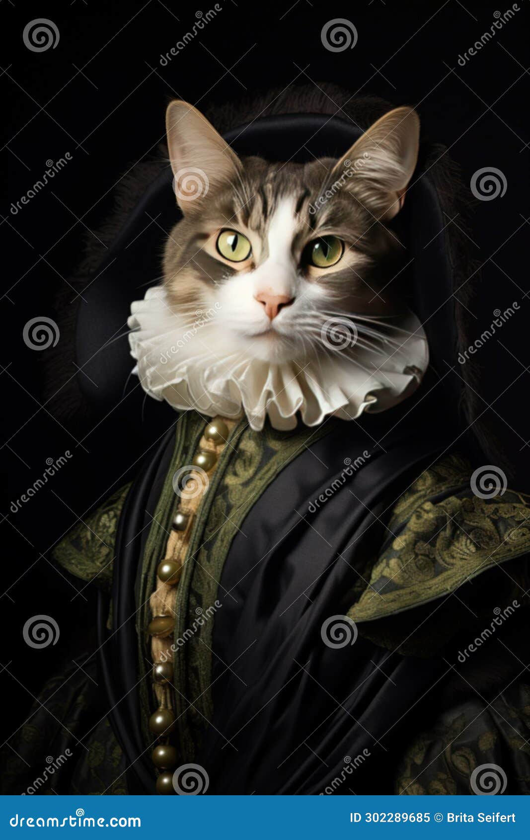 Portrait of a Cat As a Renaissance Nobleman Stock Illustration ...