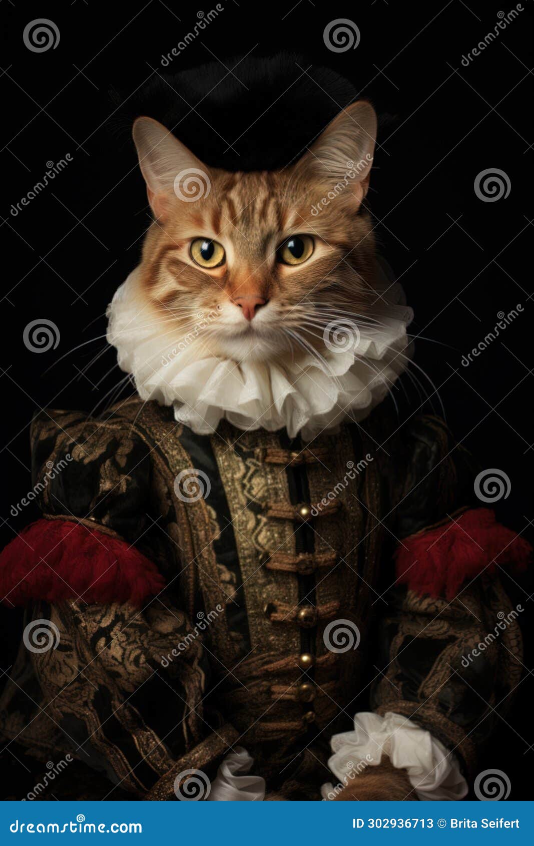 Portrait of a Cat As a Renaissance Nobleman Stock Illustration ...