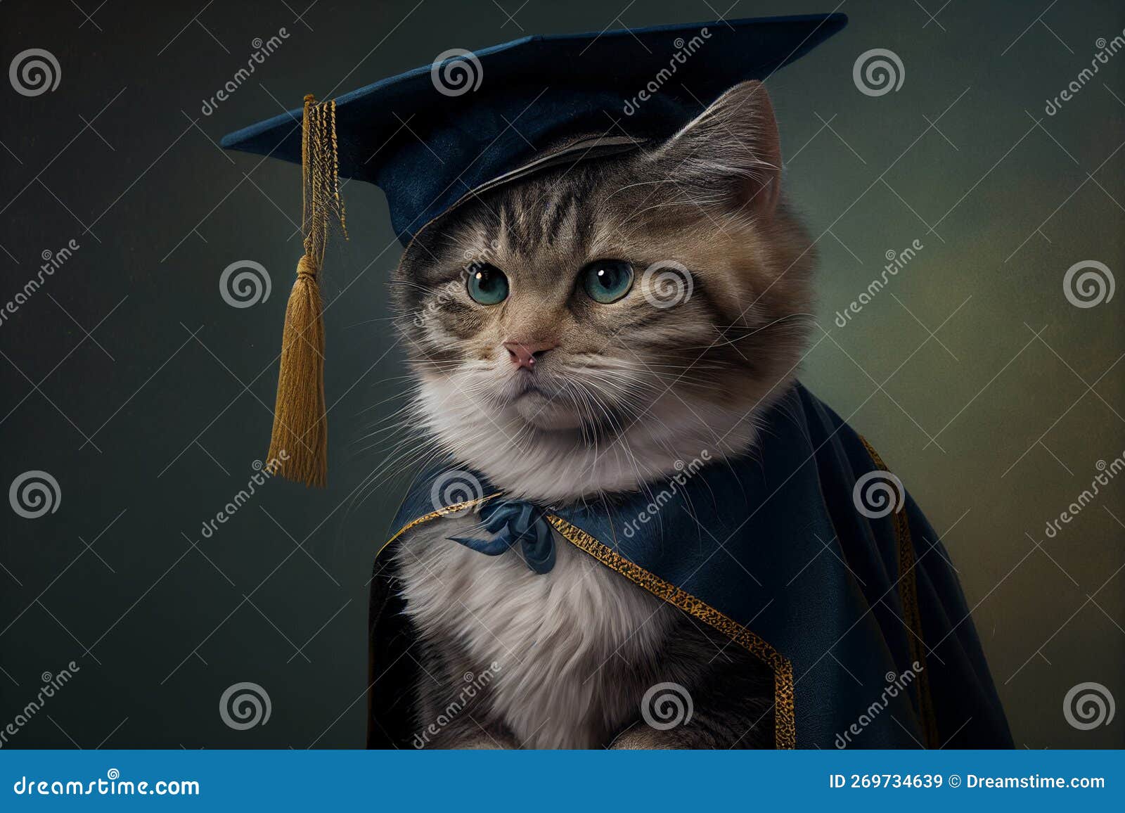 Portrait of a Cat in a Cap and Graduation Gown. AI Generated Stock ...