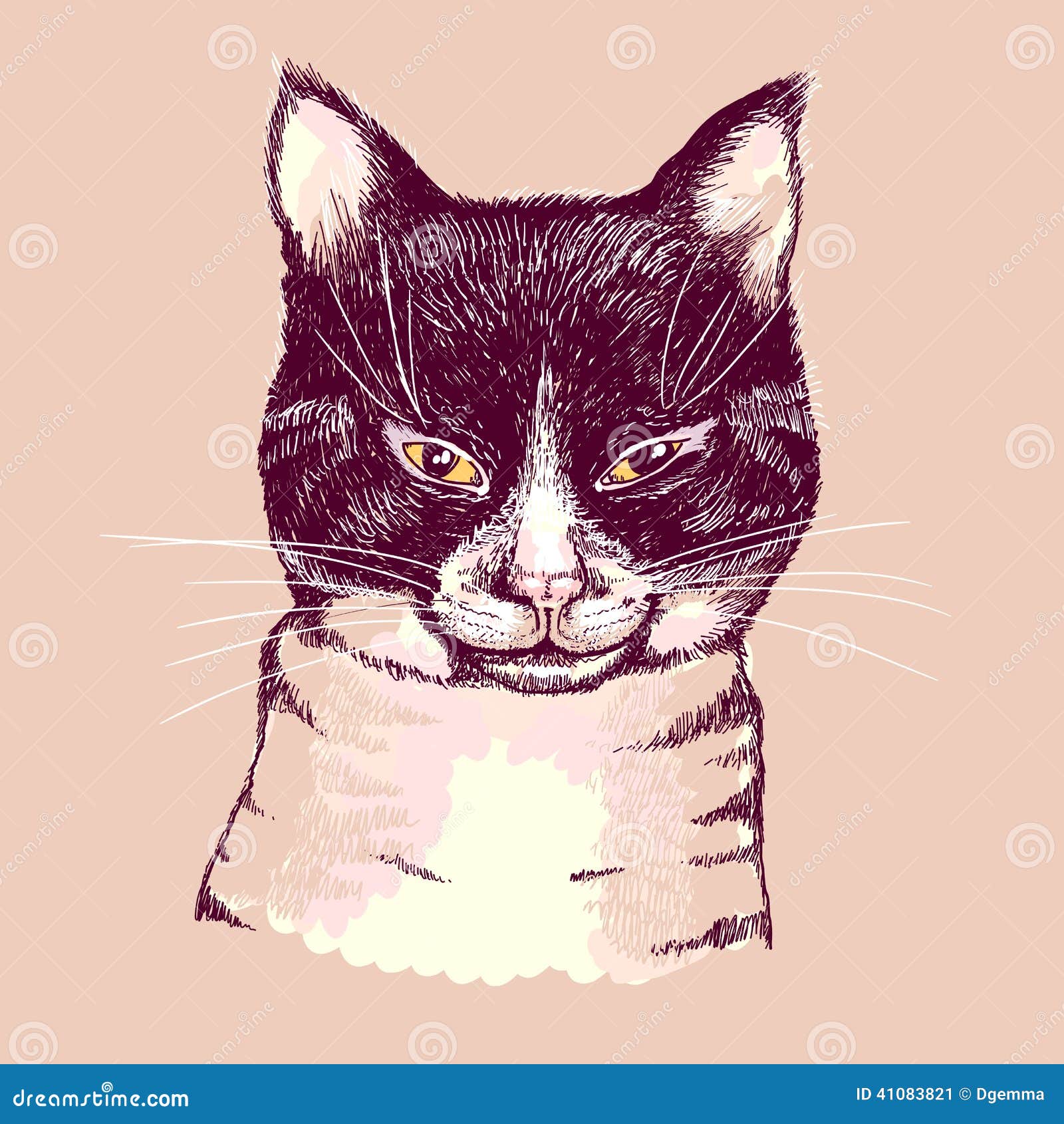 Portrait of a cat stock vector. Illustration of card - 41083821