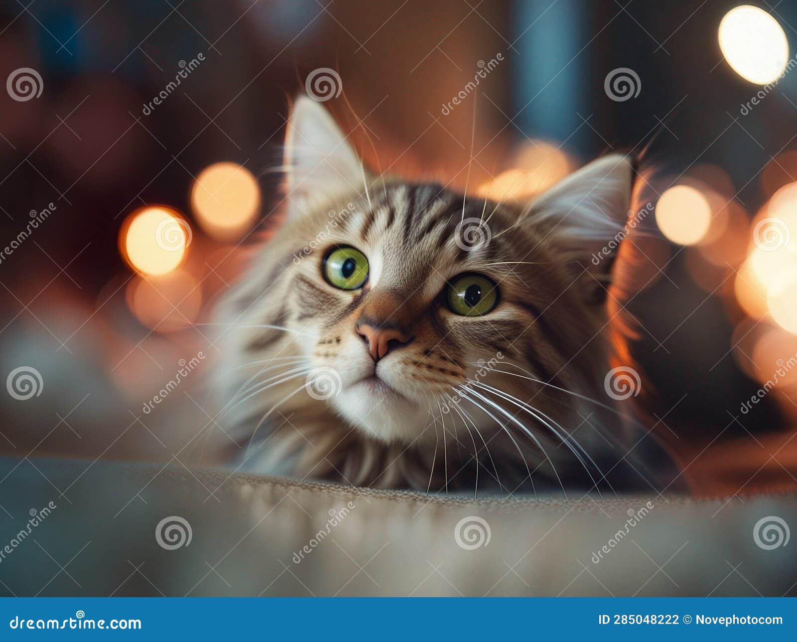 Portrait of a Cat. Closeup Cat. a Cat on a Blurred Glare Background ...