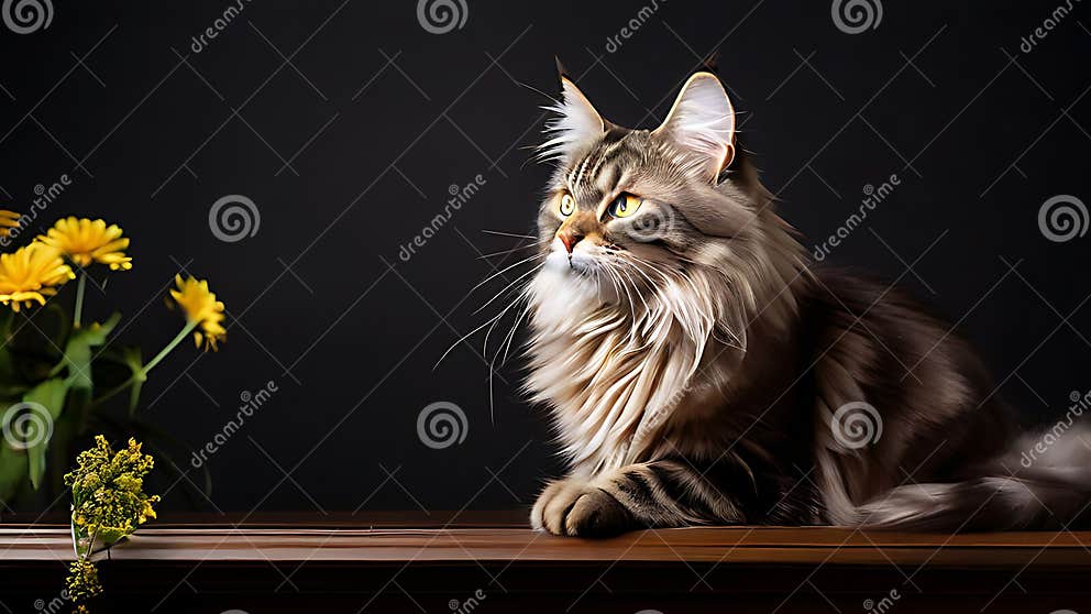 Portrait of a Cat on a Color Background, Isolate Cat Image Stock ...