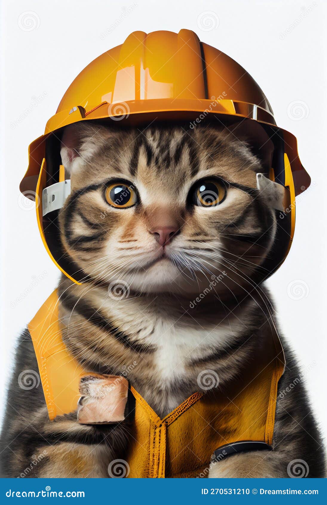 Portrait of a Cat in a Construction Helmet. AI Generated Stock Photo ...
