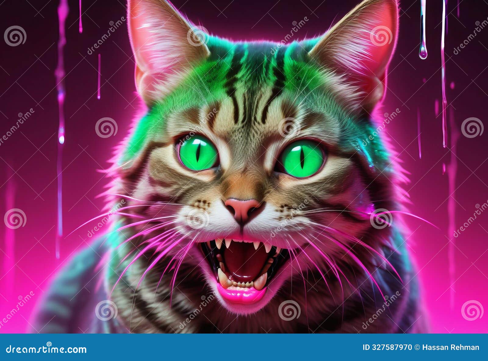 Portrait Of A Cat Dripping Pink Liquid Royalty-Free Stock Photography ...