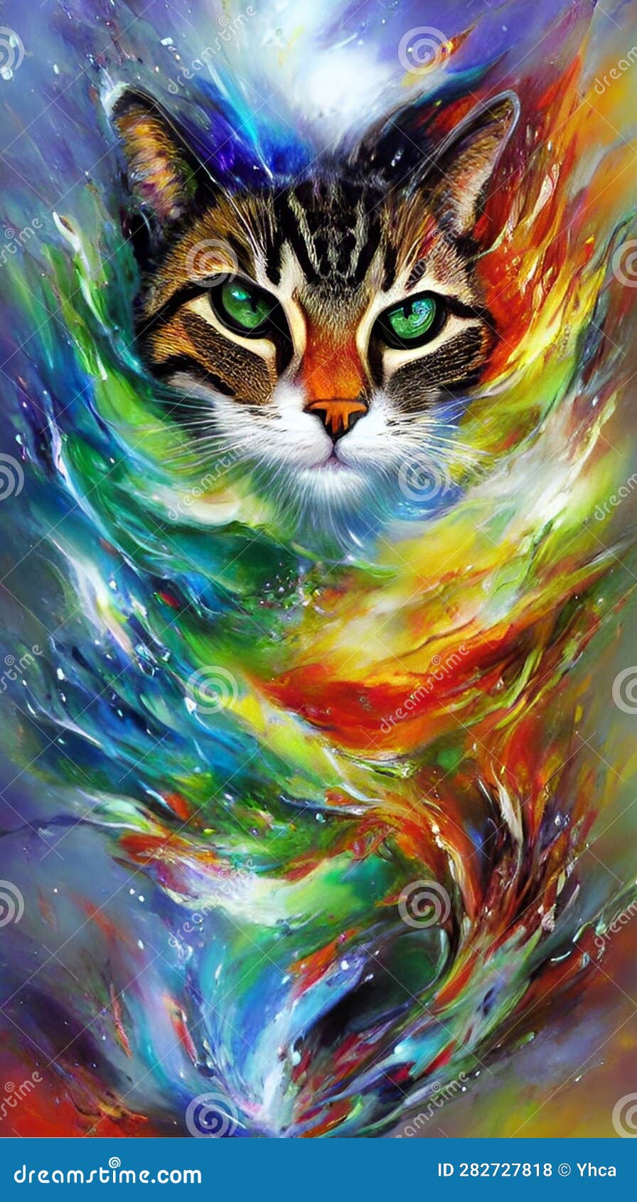 Portrait of a Cat Painting Illustration Artificial Intelligence Artwork ...