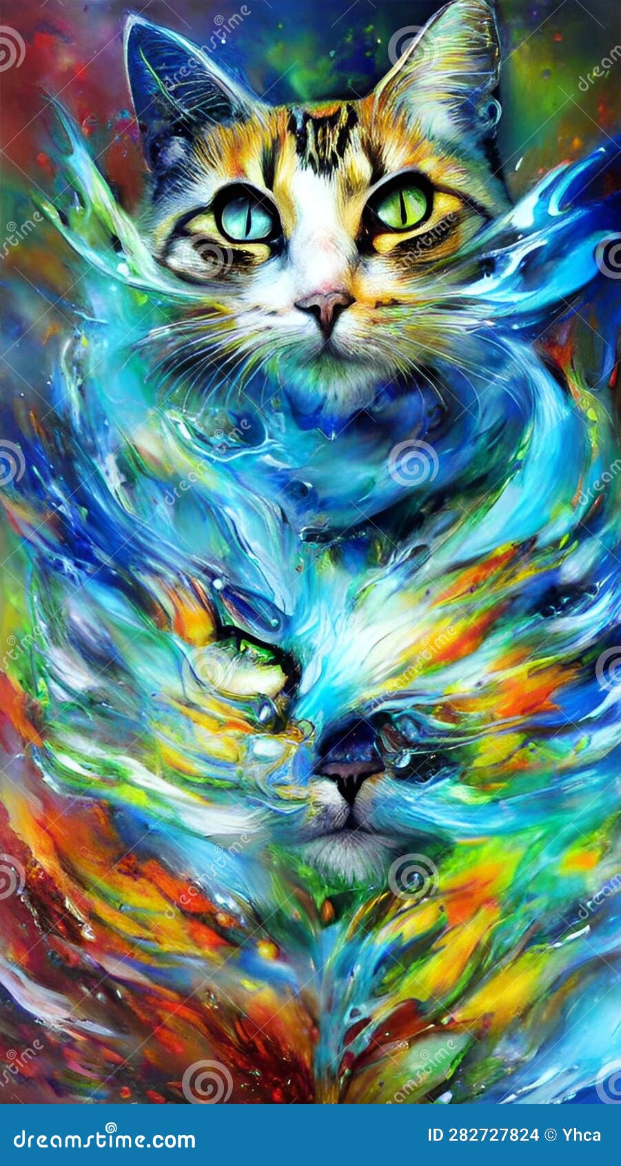 Portrait of a Cat Painting Illustration Artificial Intelligence Artwork ...