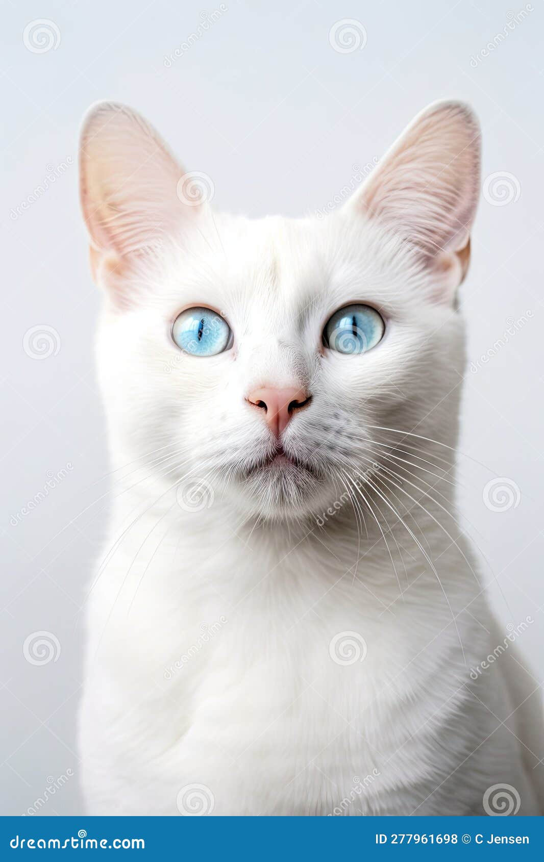 Patience Personified Housecat Portrait White Background White Cat High ...
